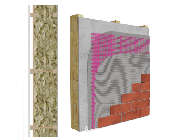 Insulating and rendering a timber framed construction